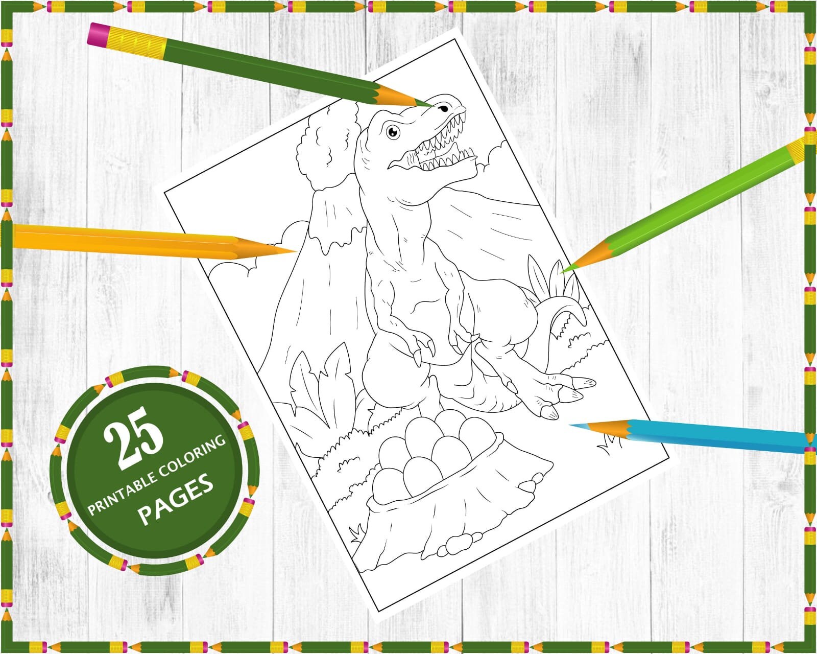 DIY Dinosaur Coloring Pages for Kids 25 Dinosaur Printable - Etsy