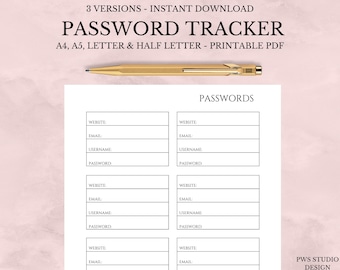 Password Tracker Printable, Password Keeper, Password Organizer ...