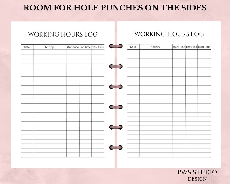 Printable and Editable Work Log, Task Working Hours Activity Tracker ...