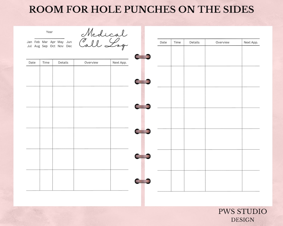 Medical Appointment Call Log Printable and Editable Chart - Etsy