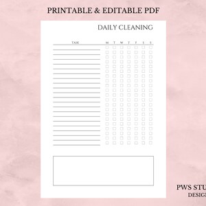 Printable Daily Weekly Monthly Cleaning Planner, Editable Cleaning ...
