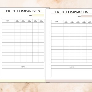 Price Comparison Template, Grocery Price Comparison Sheet, Price Book ...