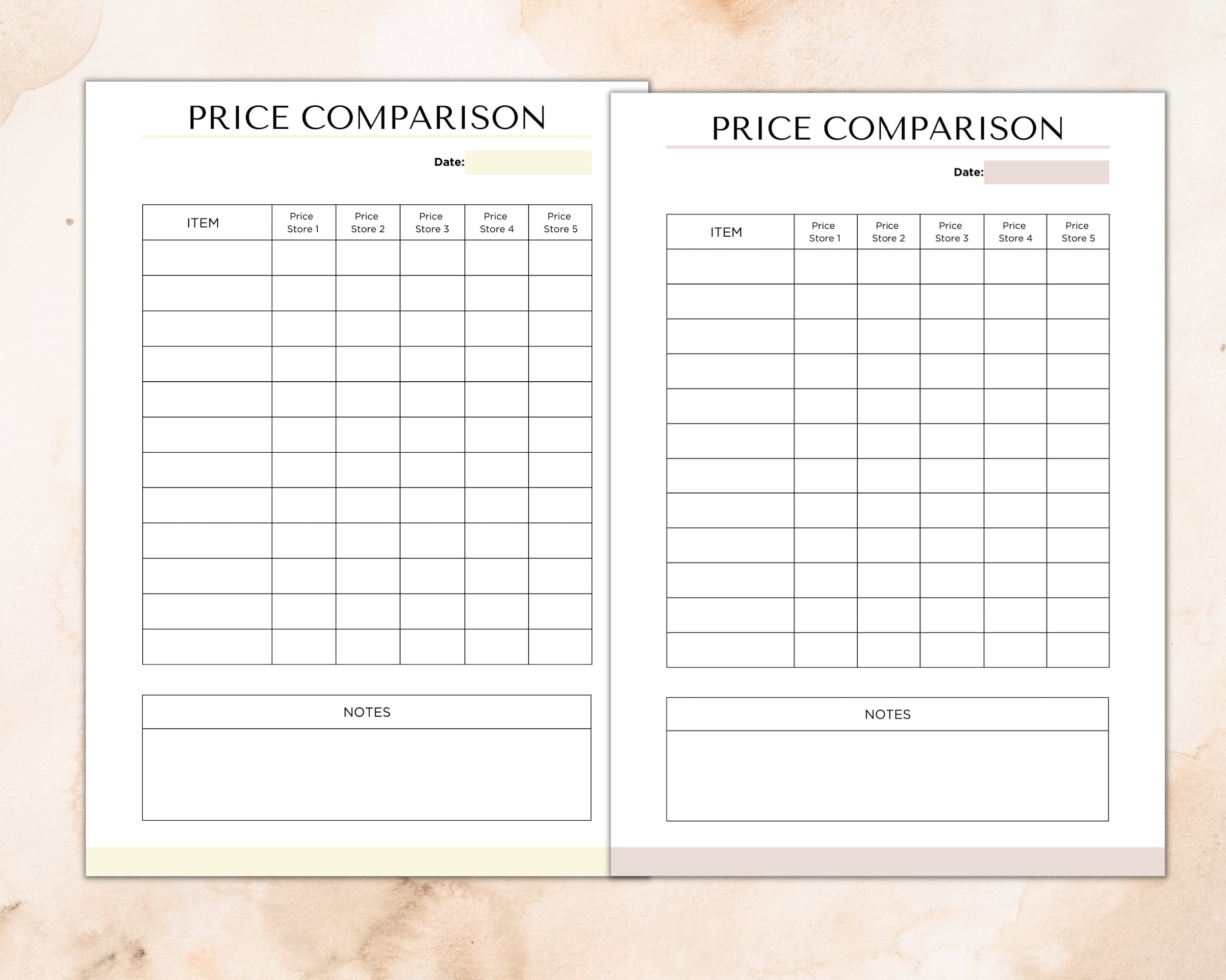 Price Comparison Template, Grocery Price Comparison Sheet, Price Book ...