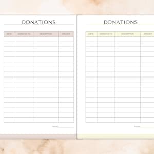 Donation Tracker Printable, Editable Tithe Sheet, Giving Log ...