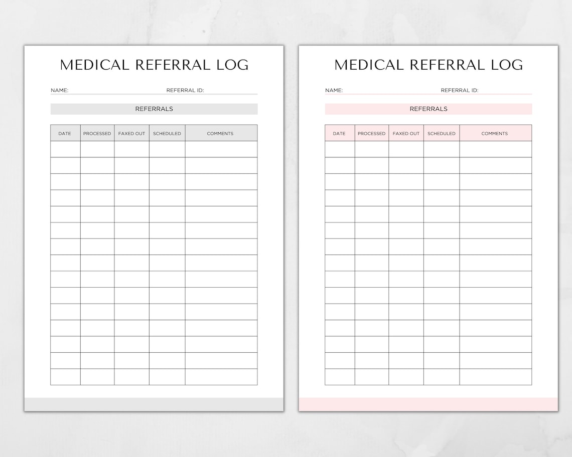 Printable Medical Referral Log, Patient Referral Tracker, Track ...