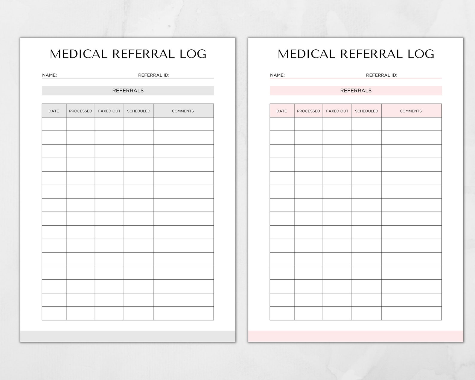 Printable Medical Referral Log, Patient Referral Tracker, Track ...