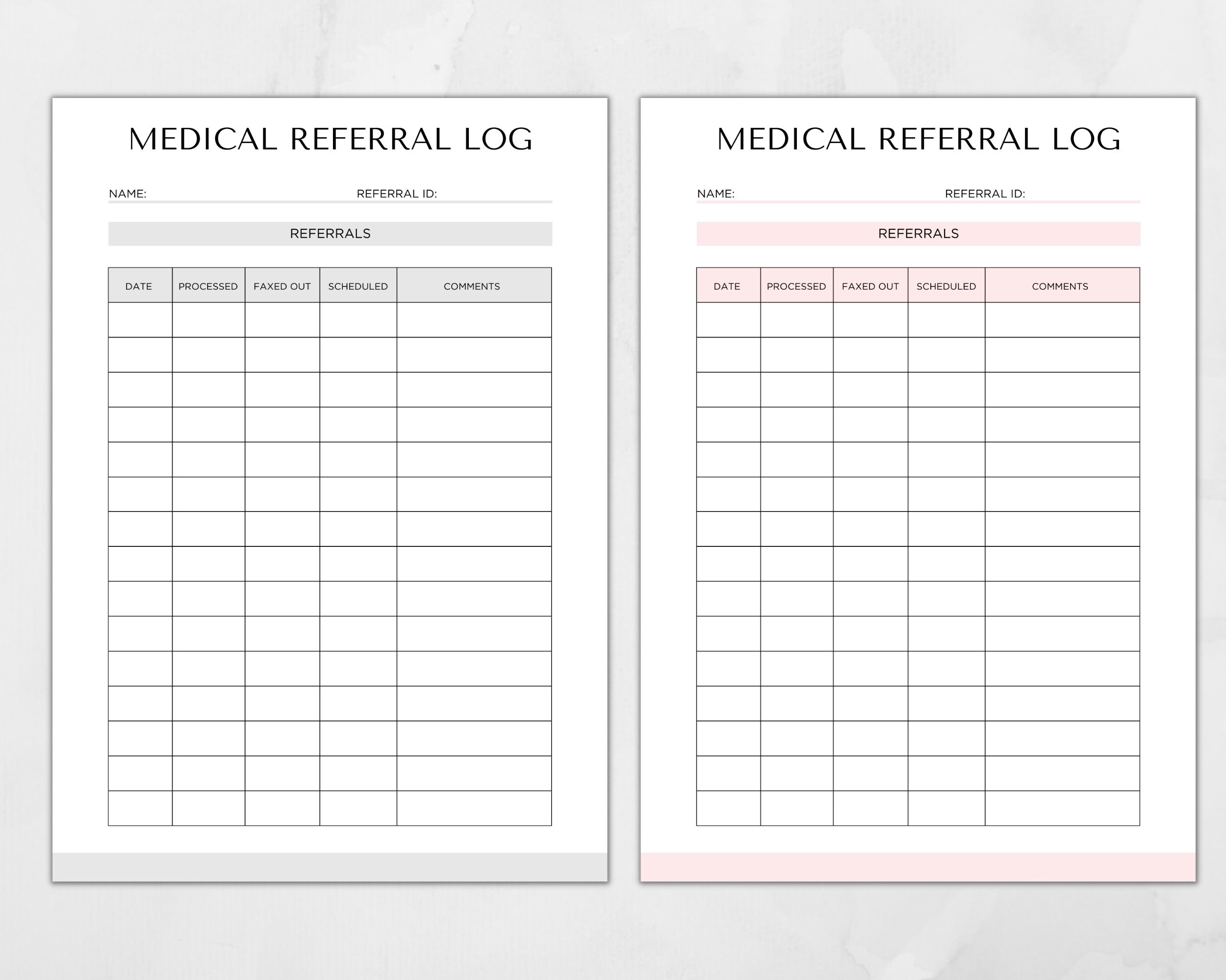 Printable Medical Referral Log, Patient Referral Tracker, Track ...