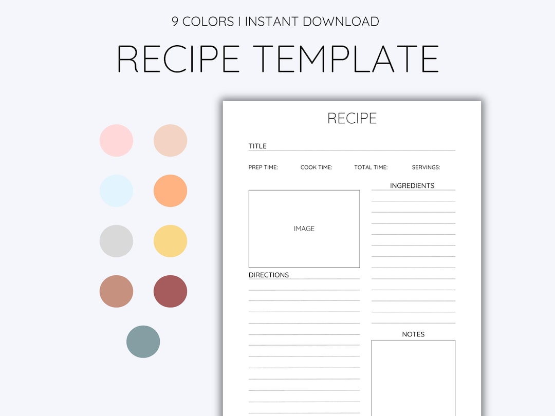 Recipe Blank Template, Customizable Cooking Sheets for Easy Meal ...