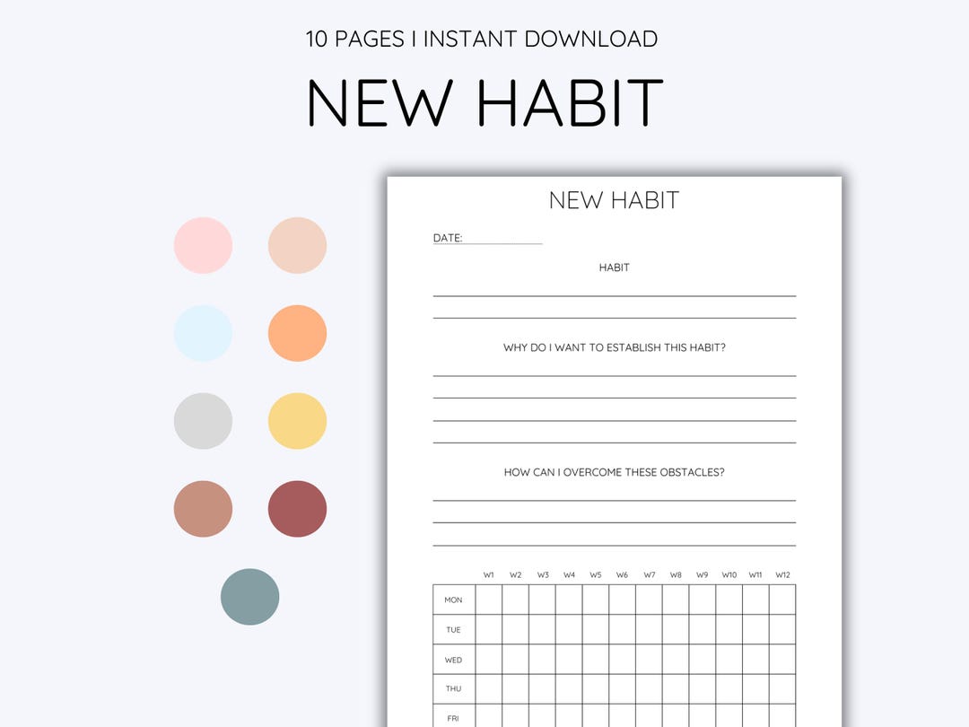 Build a New Habit Template, New Routine Tracking, 12 Week Routine ...