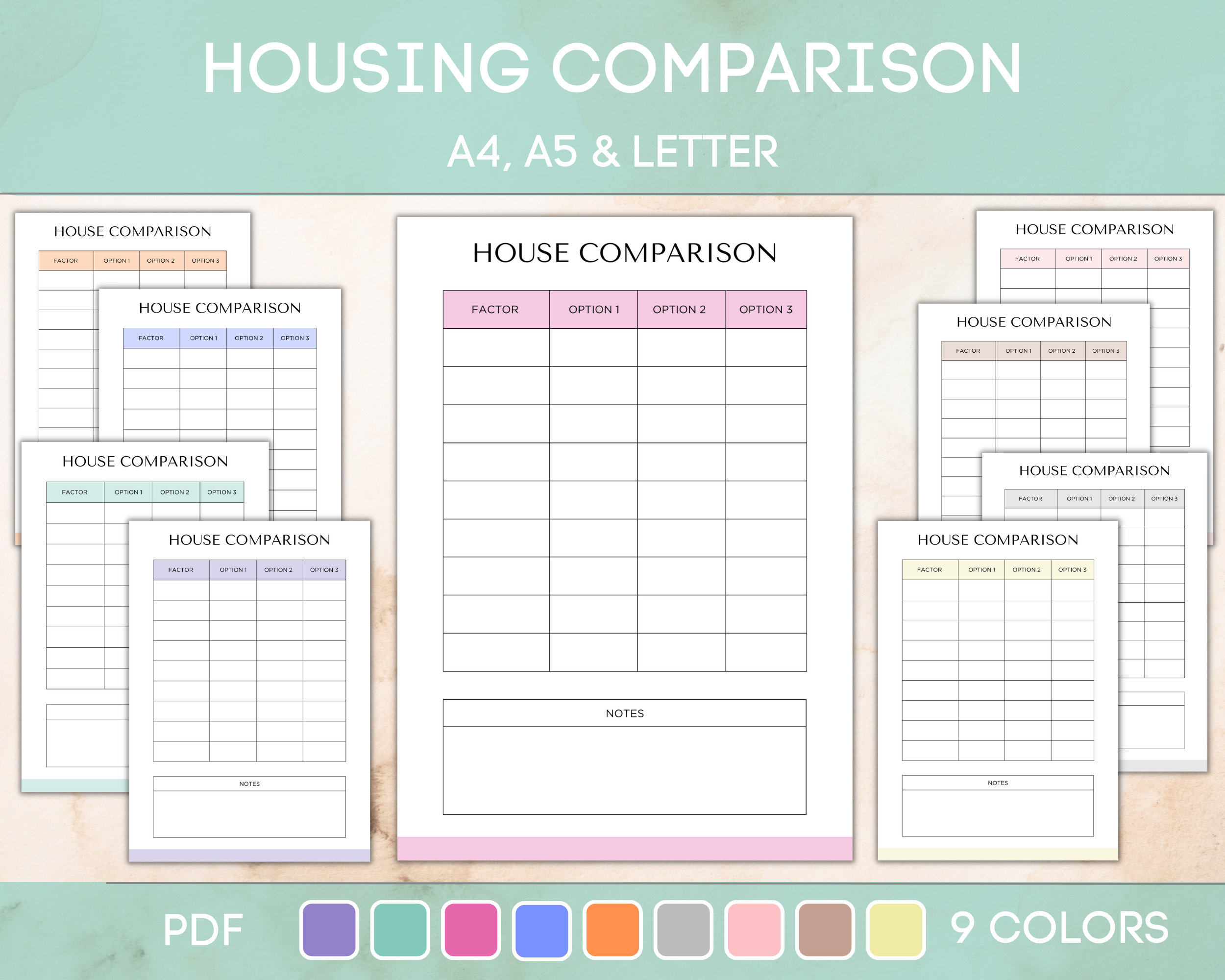 House Comparison Template House Hunting Sheet Real Estate Evaluation ...