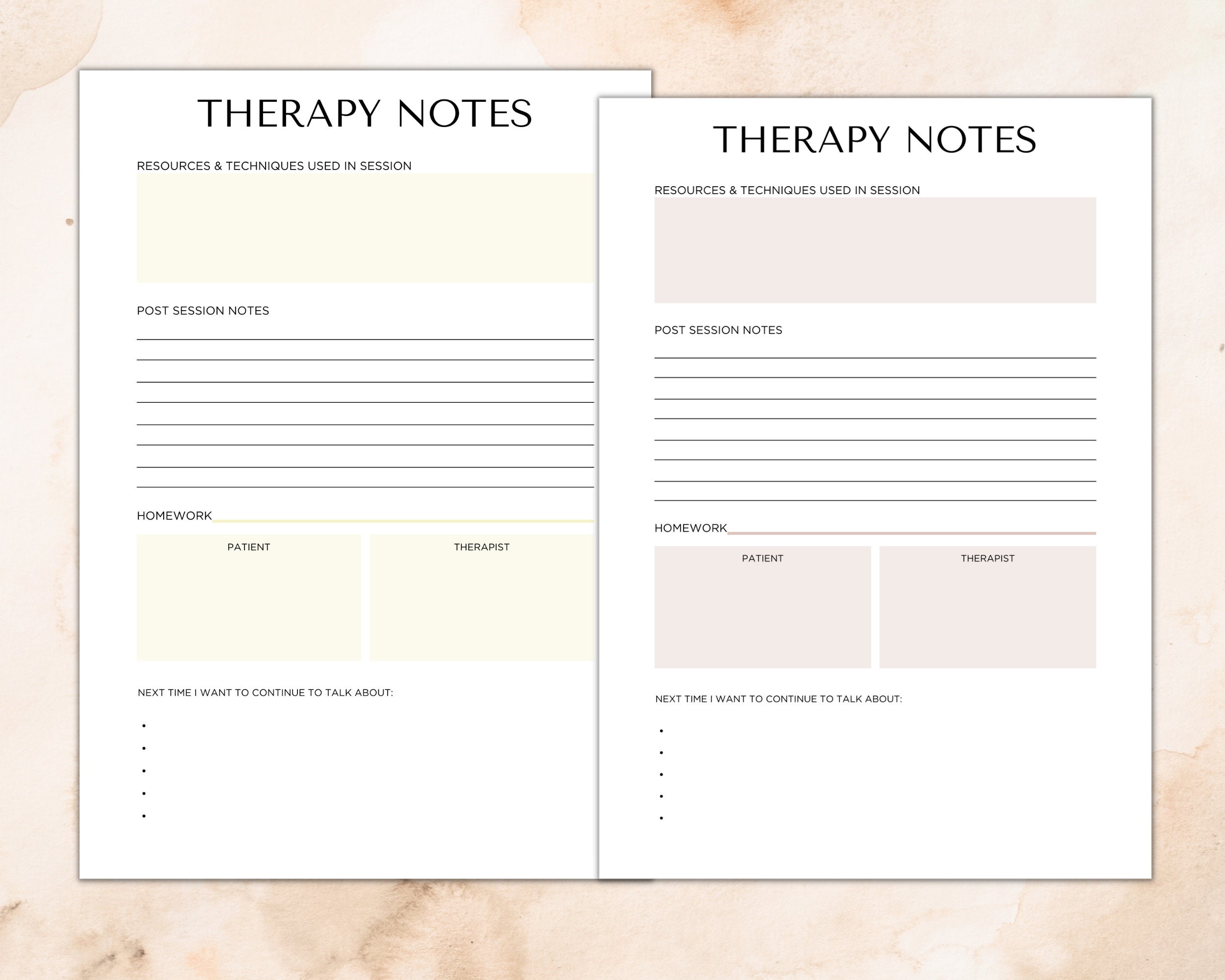 Therapist Notes, Therapy Worksheet, Mental Health Notes, Therapy Log ...