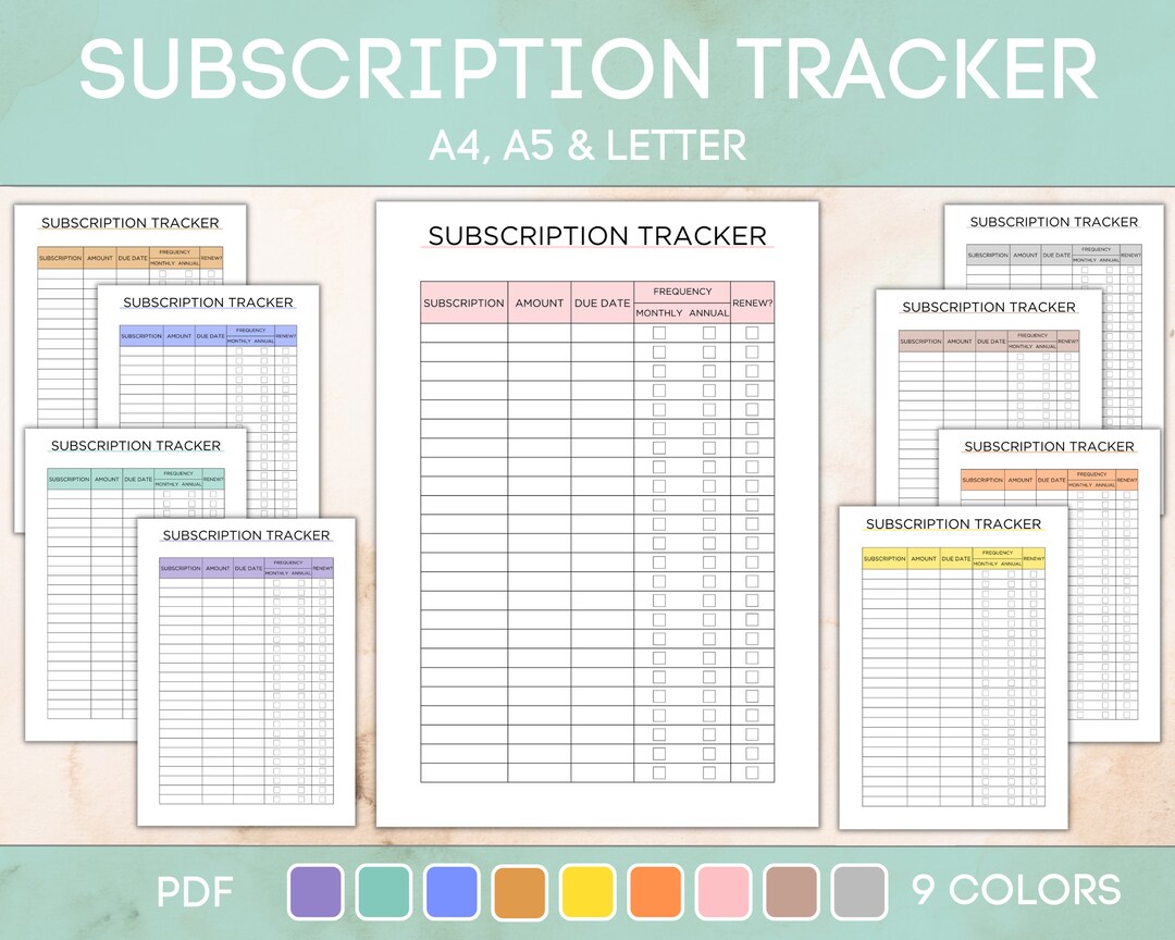 Editable Subscription Tracker, Membership Log, Accounts Sheet ...