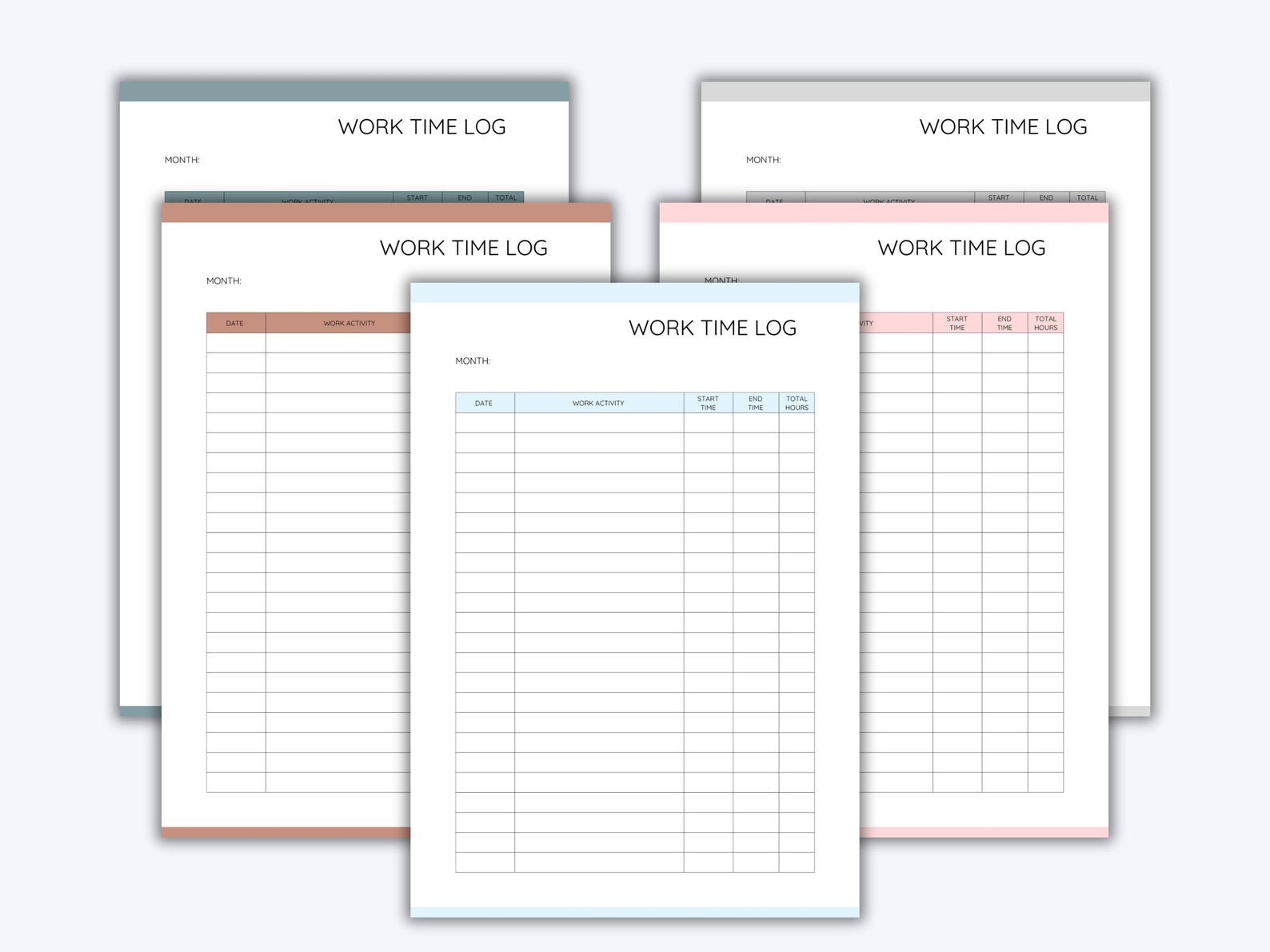 Printable Work Time Log, Activity Tracker, Working Hours Log, Time ...