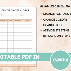 Fragrance and Oil Tracking Form, Printable DIY Candle Maker Soap, Maker ...