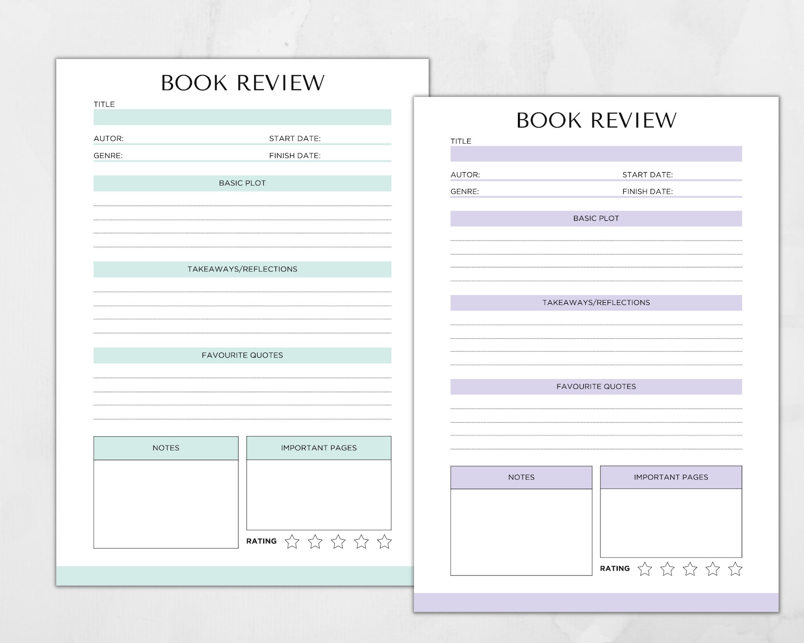 Printable Book Review Template, Simple Book Review Editable, Book ...