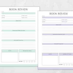 Printable Book Review Template, Simple Book Review Editable, Book ...