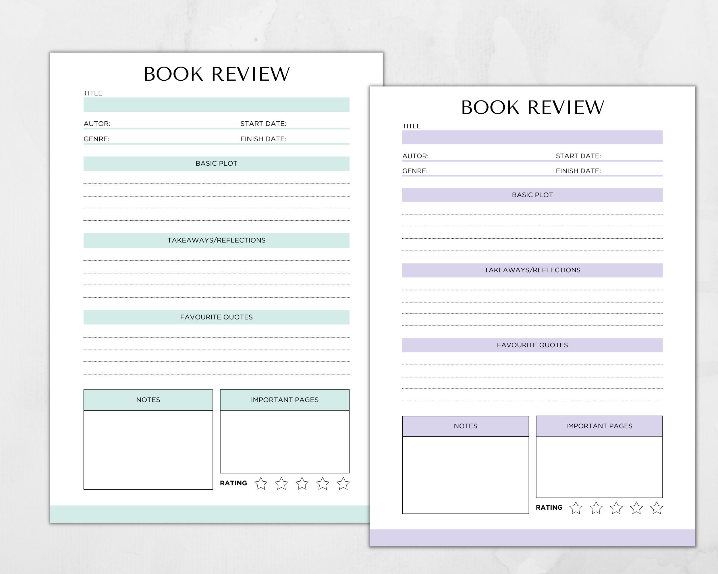 Printable Book Review Template, Simple Book Review Editable, Book ...