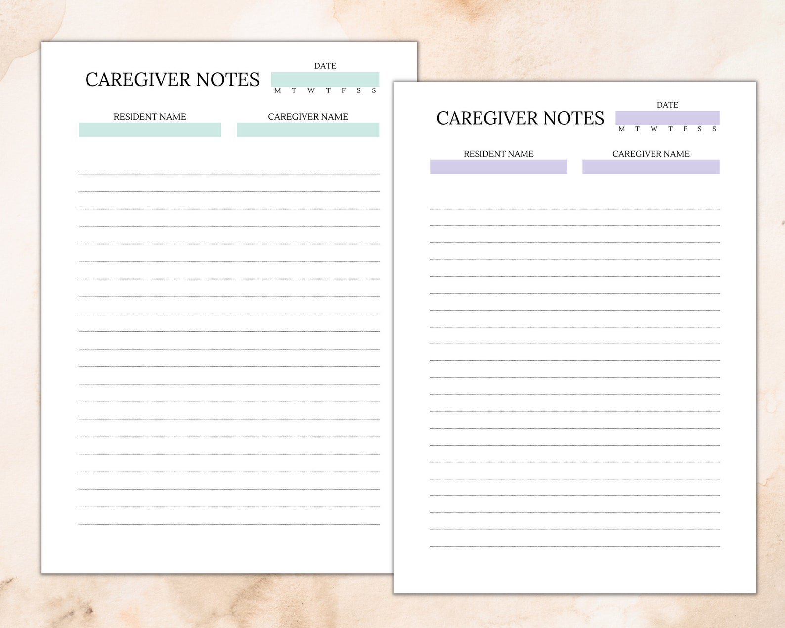 Editable and Printable Caregiver Notes, Caregiver Sheet, Notes for ...