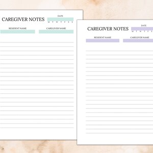 Editable and Printable Caregiver Notes, Caregiver Sheet, Notes for ...