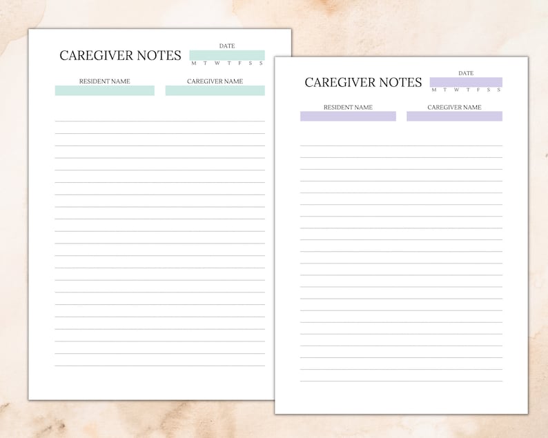 Editable and Printable Caregiver Notes, Caregiver Sheet, Notes for ...