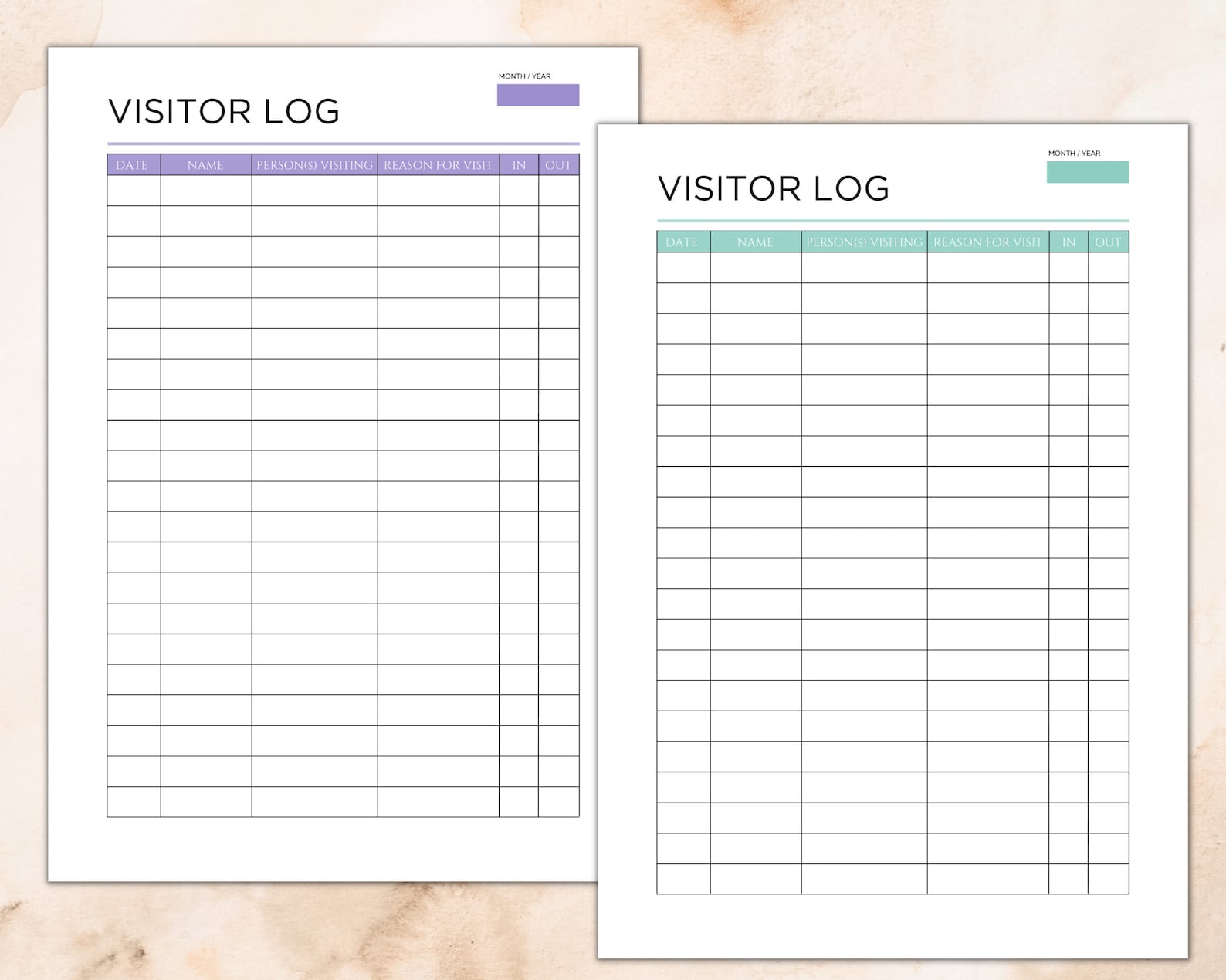 Printable Visitor Log, Visitor Log Sheet, Visitor Logbook, Visitor ...