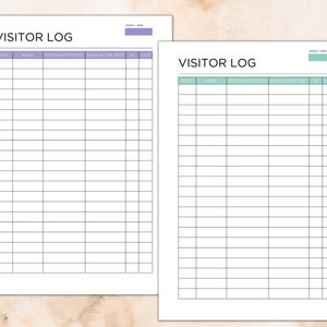 Printable Visitor Log, Visitor Log Sheet, Visitor Logbook, Visitor ...