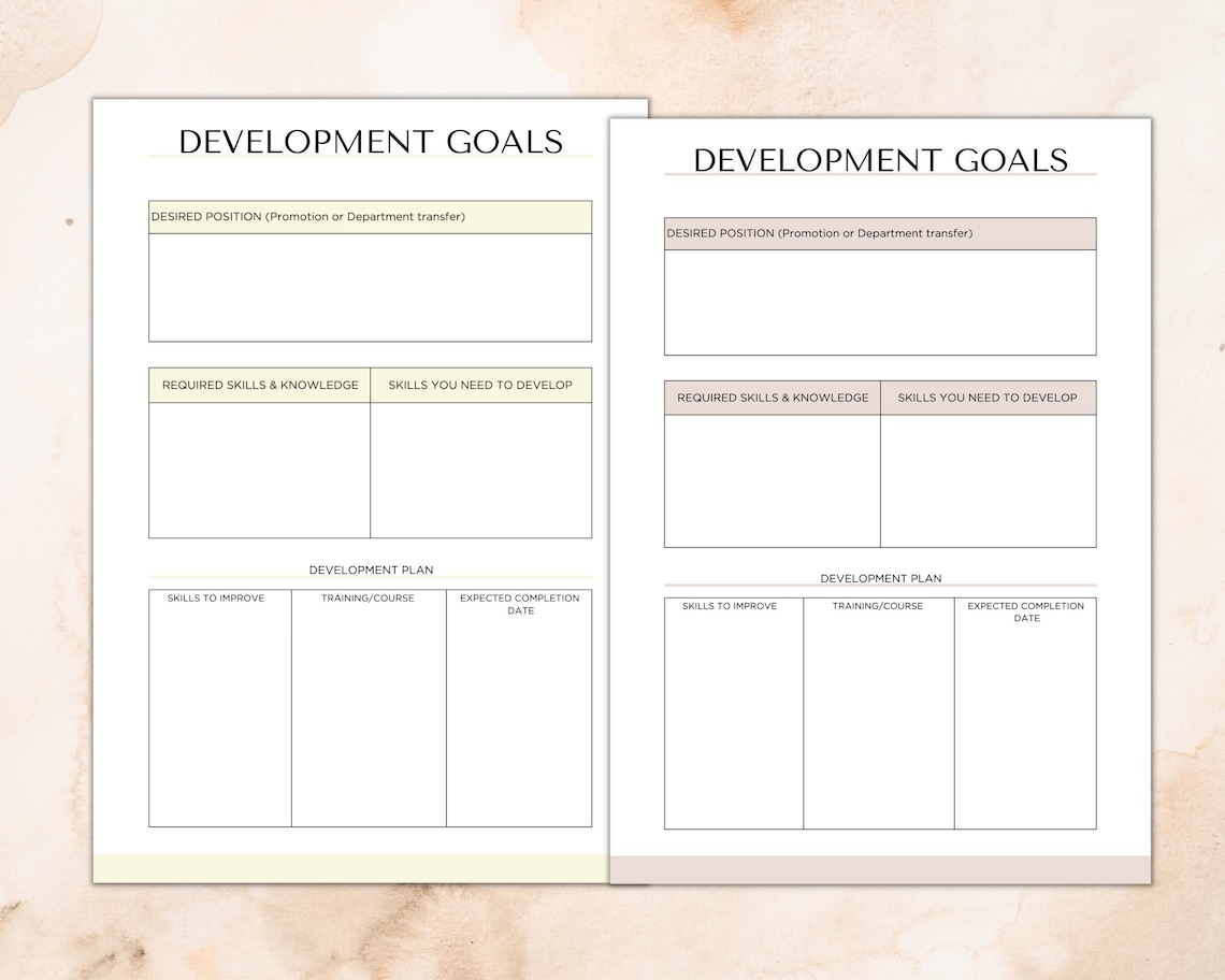 Development Goals Template, Printable, Editable Career Growth Sheet ...