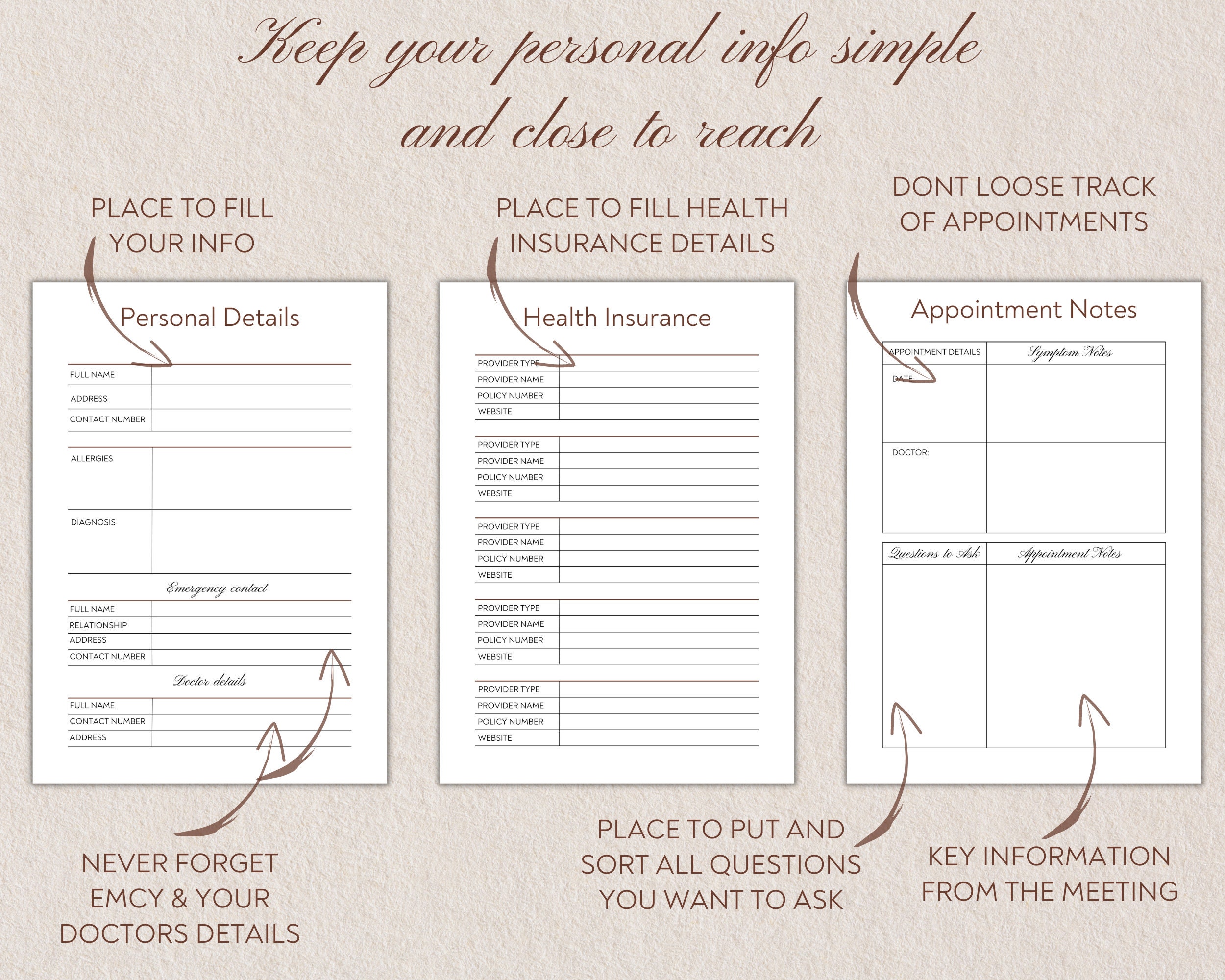 Medical Planner Printable and Editable, Healthcare Log, Chronic Illness ...