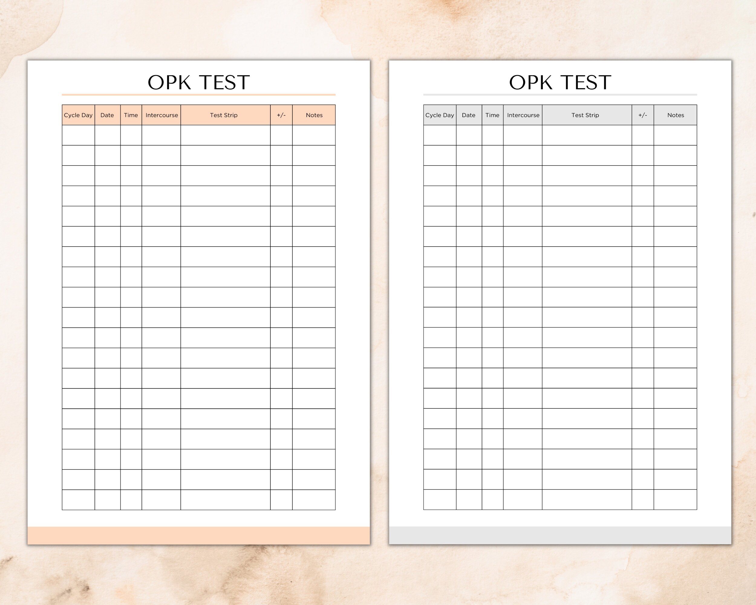 OPK Test Tracker Ovulation Checklist Fertility Planner Ovulation Test ...