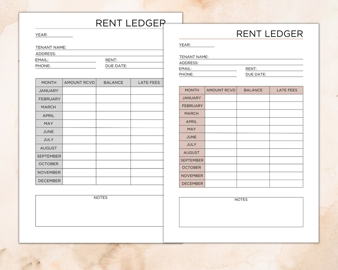 Rent Payment Ledger Printable, Tenant Log, Tenant Payment Tracker ...
