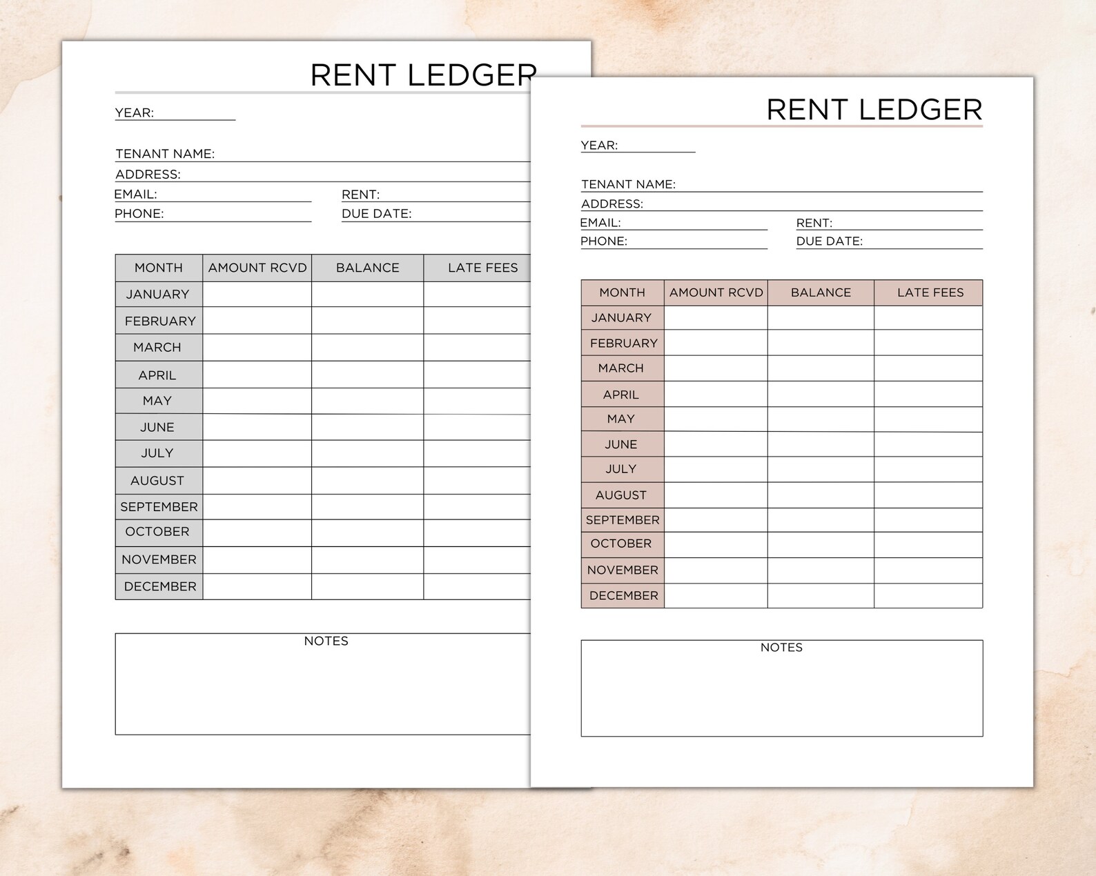 Rent Payment Ledger Printable, Tenant Log, Tenant Payment Tracker ...