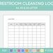 Printable Restroom Cleaning, Editable Cleaning Log, Bathroom Cleaning ...