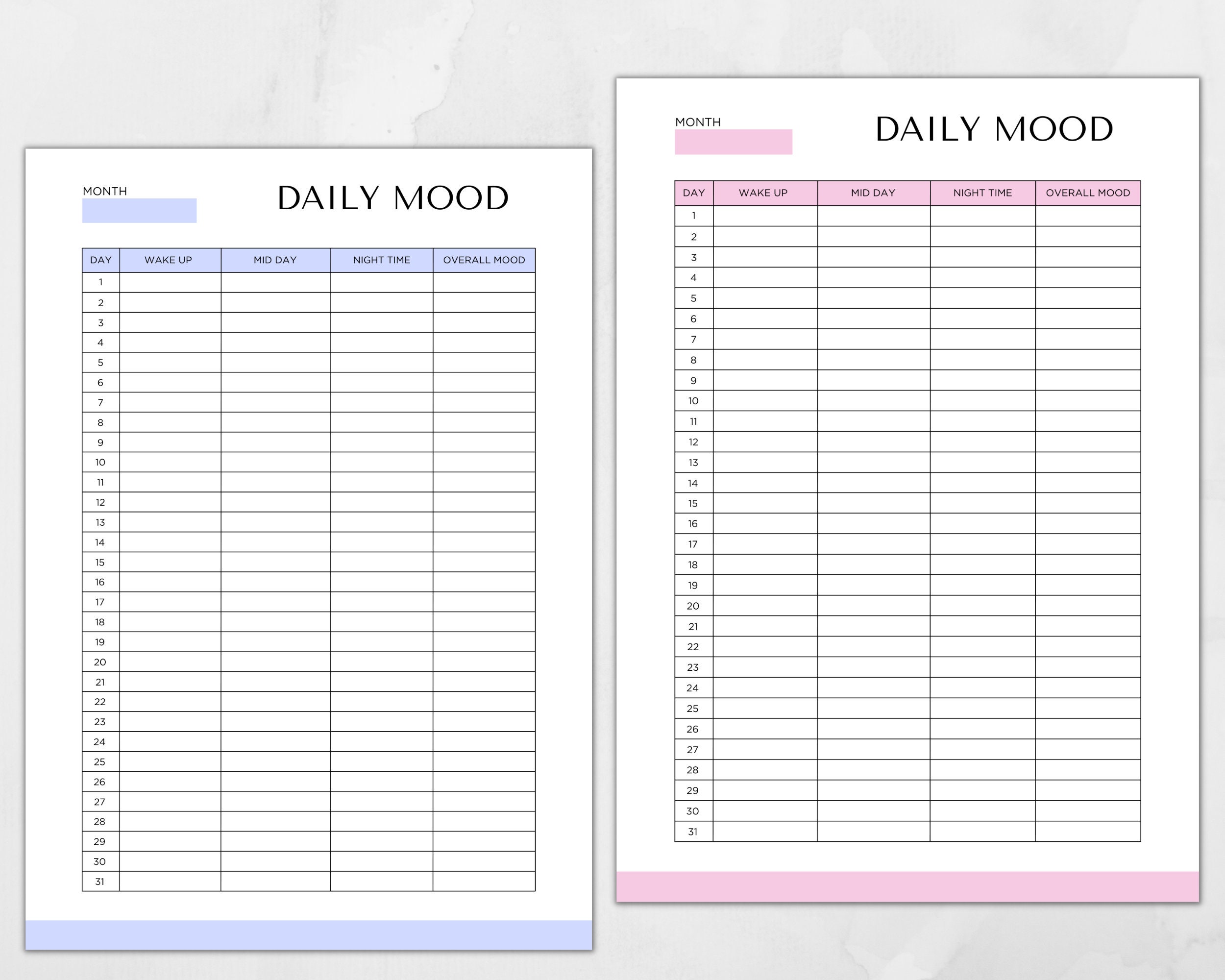 Monthly Mood Tracker Printable, Daily Mood Tracking, Editable ...
