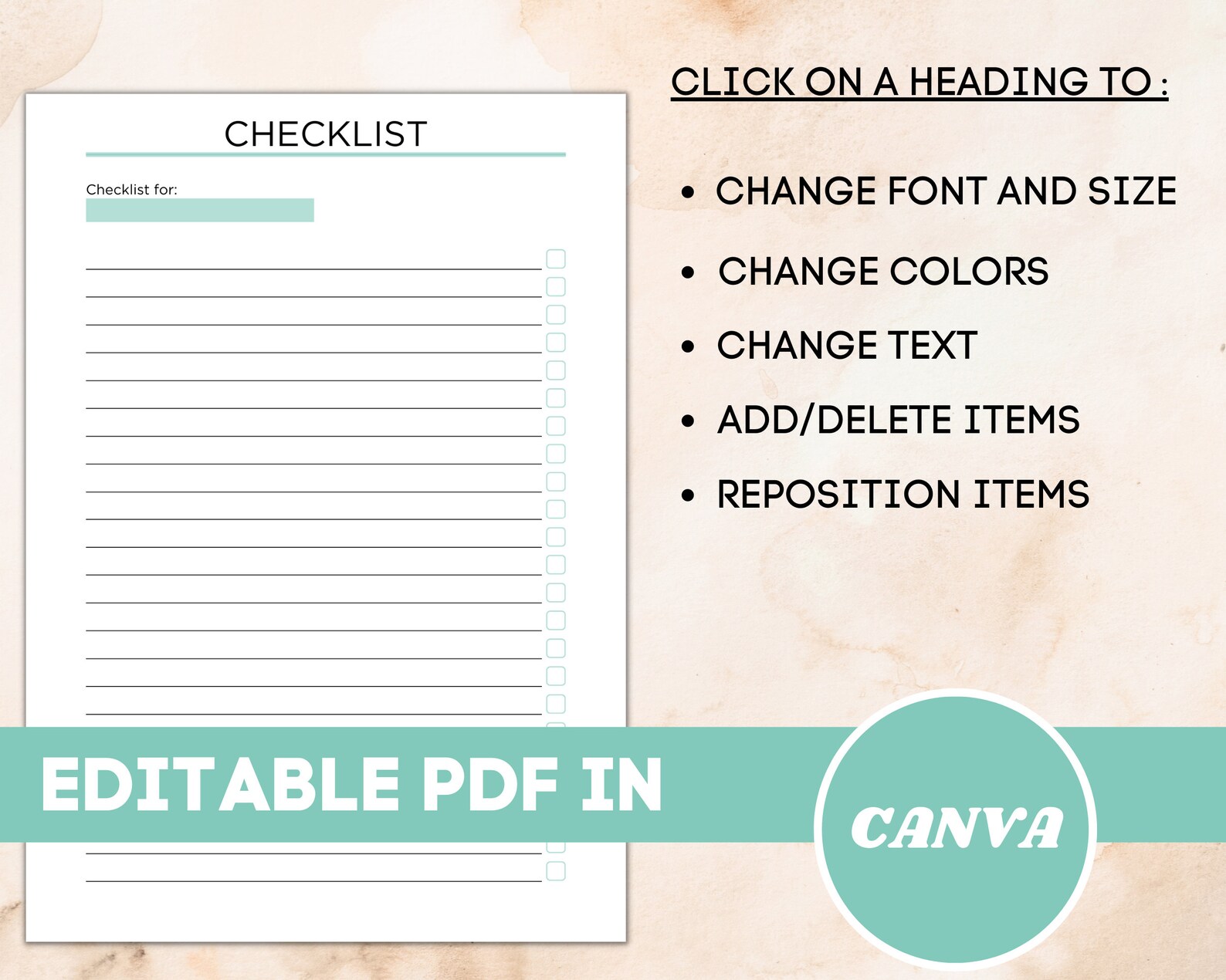 Editable and Printable Blank Checklist, Fillable Checklist for Daily ...