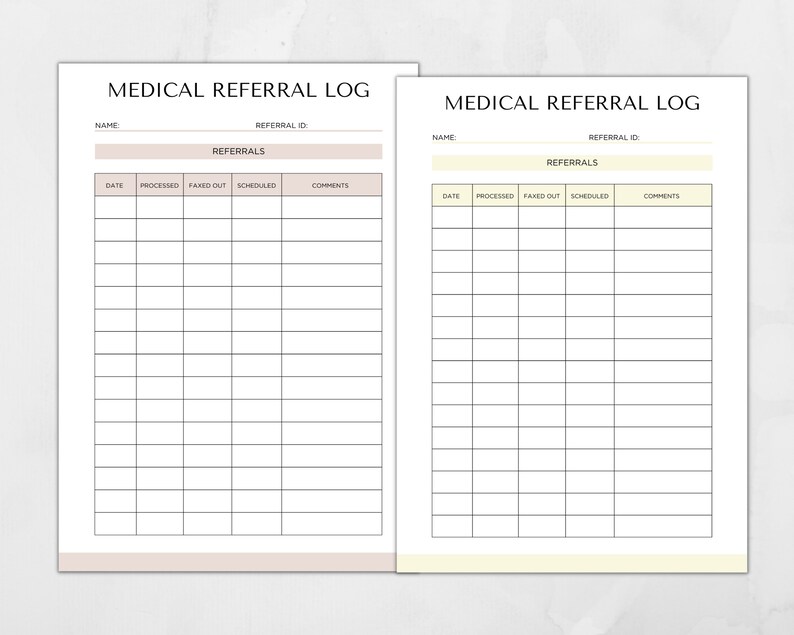 Printable Medical Referral Log, Patient Referral Tracker, Track ...