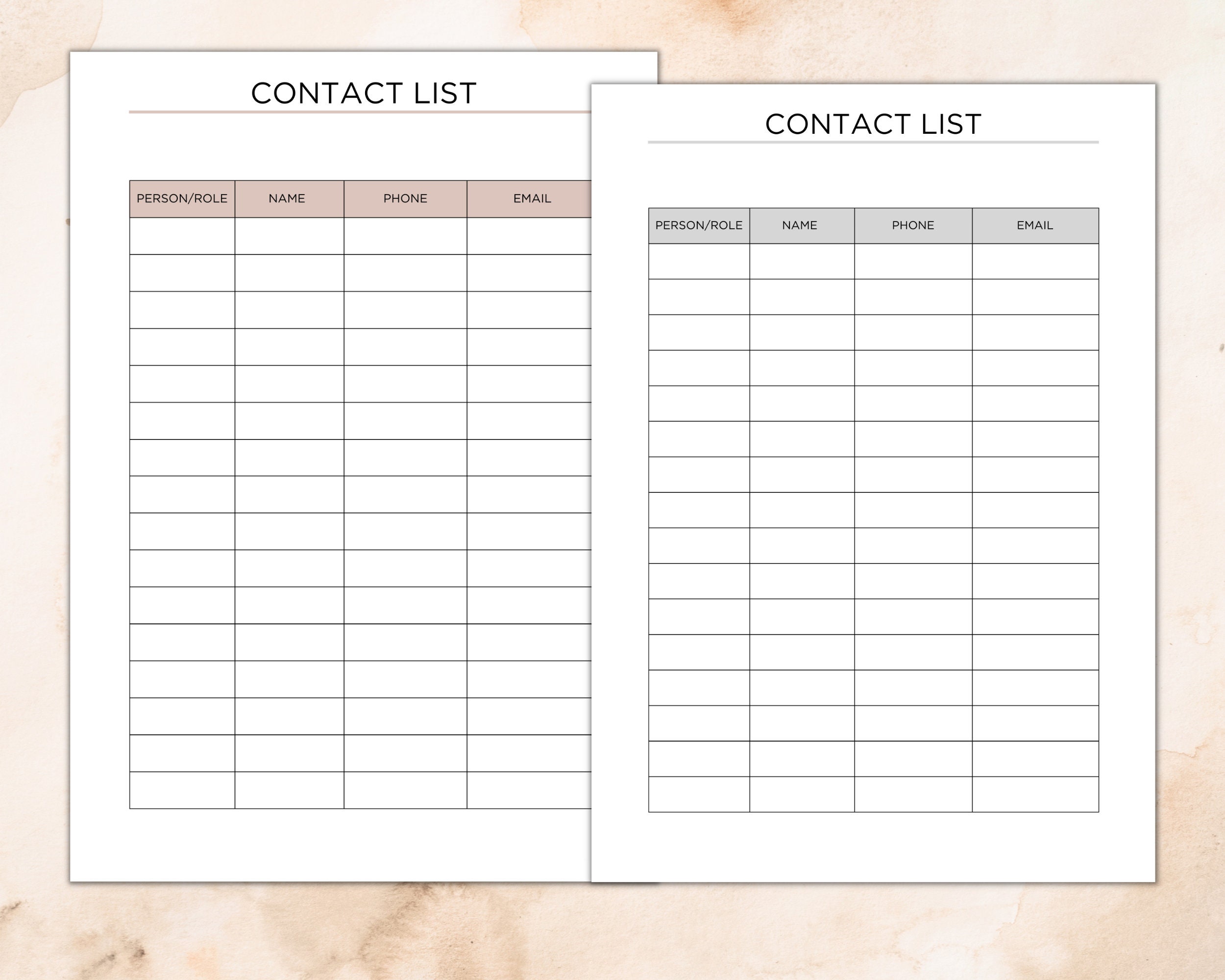 Contact List Printable and Editable, Print at Home Address Book Insert ...