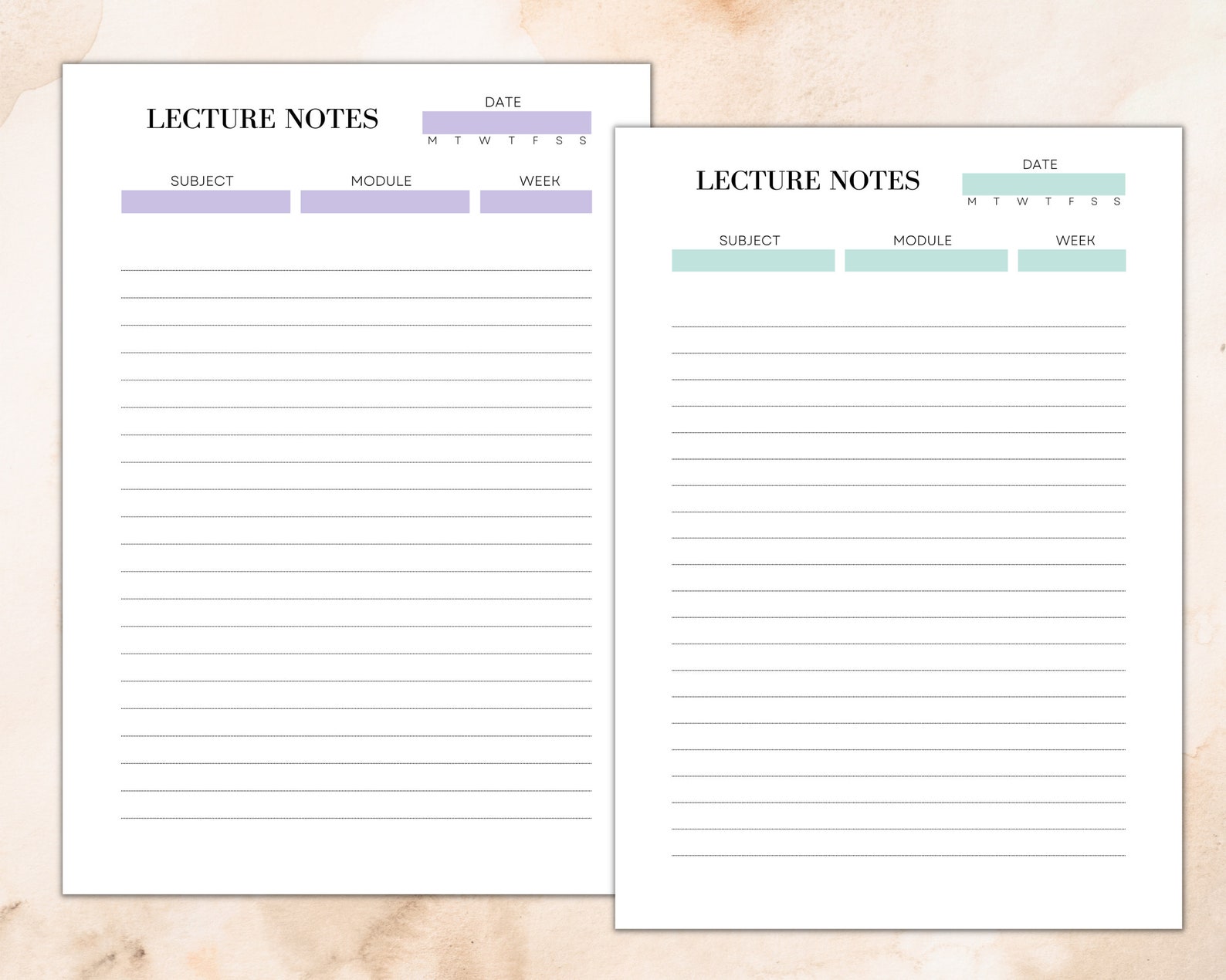 Editable and Printable Lecture Notes, Lecture Note Templates, Student ...