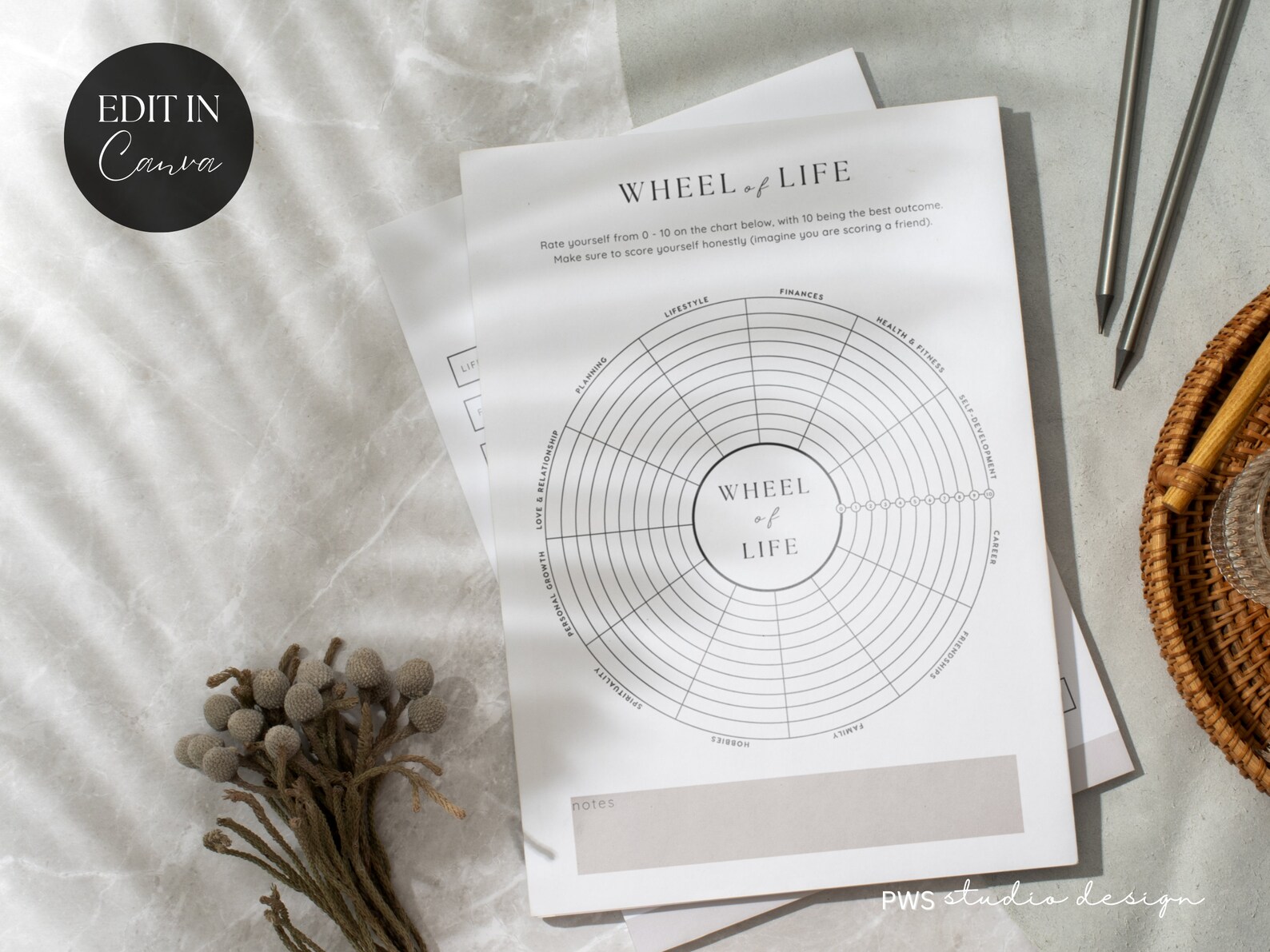 Wheel of Life Worksheets Printable Wheel of Life Kit Editable Goals ...