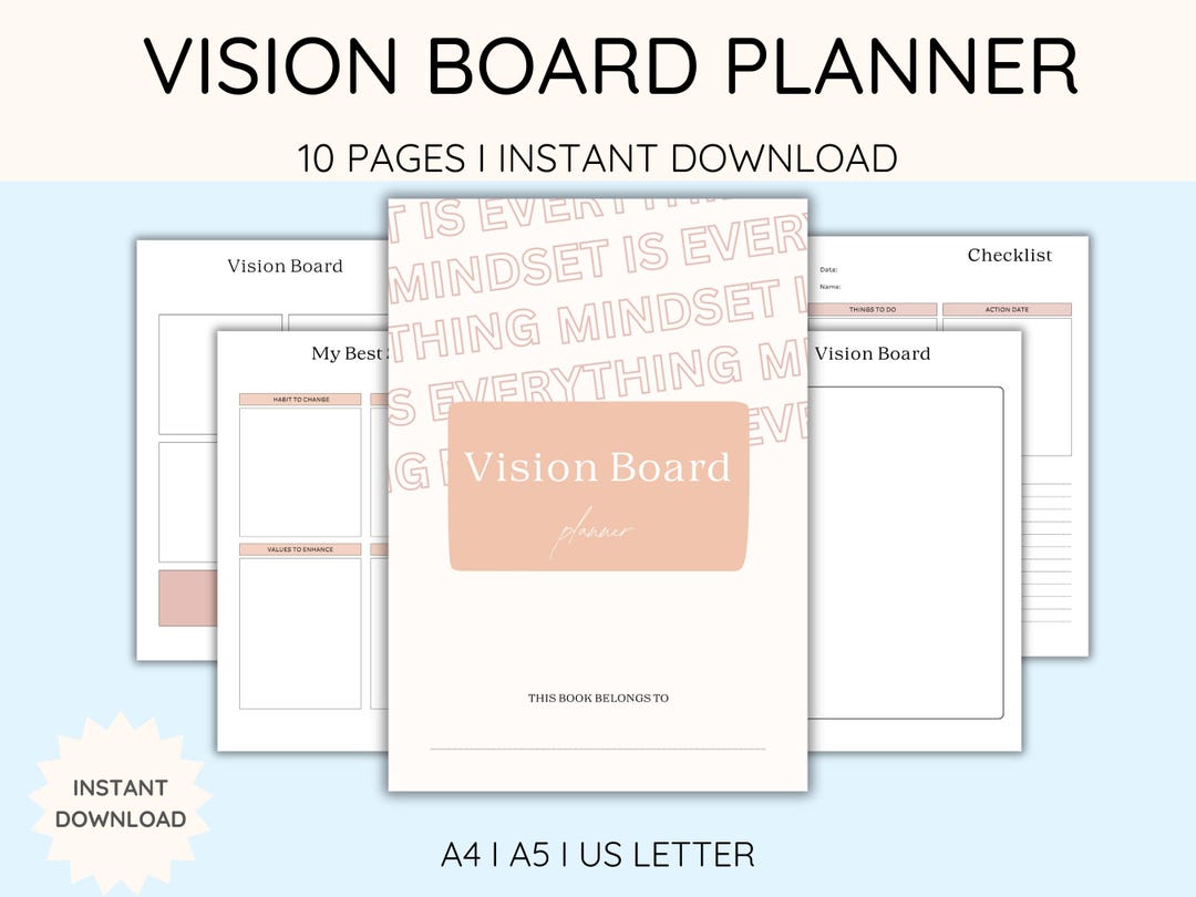 Vision Board Planner, Printable and Editable, Dream Manifestation ...