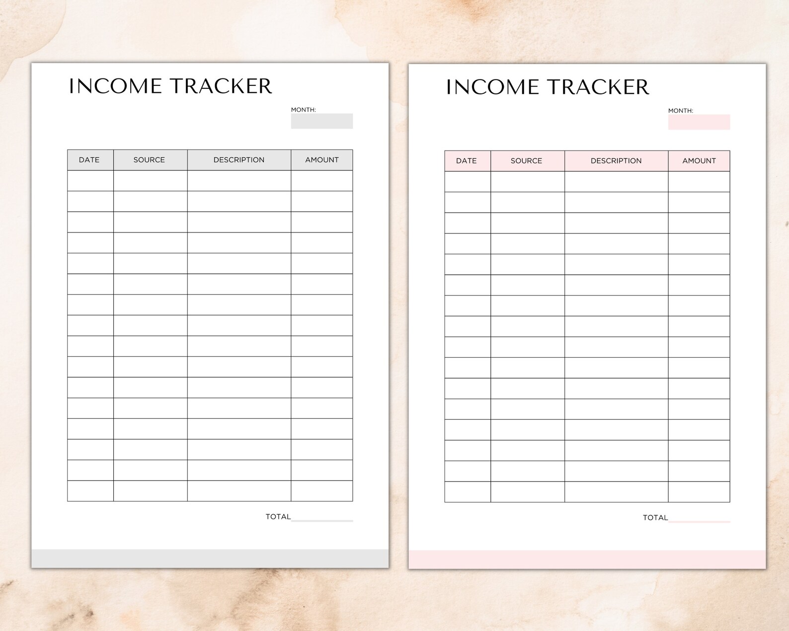 Income Tracker Printable, Editable Monthly Income, Tracker Income and ...