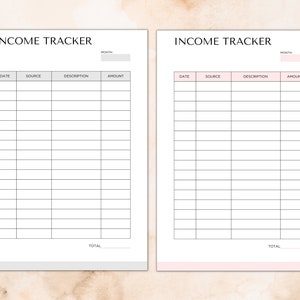 Income Tracker Printable, Editable Monthly Income, Tracker Income and ...