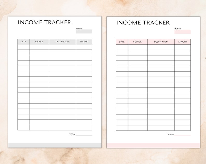 Income Tracker Printable, Editable Monthly Income, Tracker Income and ...