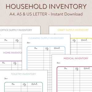 Household Inventory, Household List,toiletry Inventory,medication Inventory,office Inventory ...