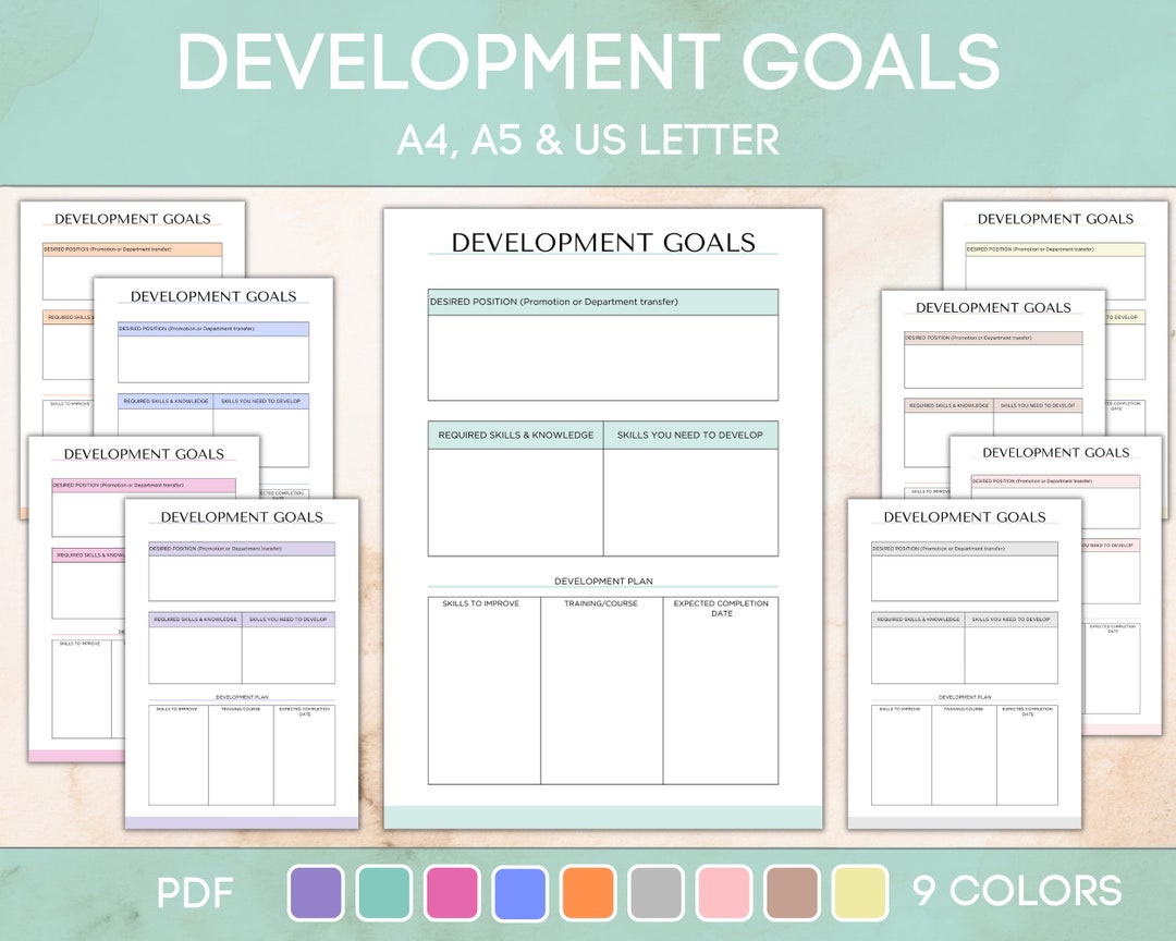 Development Goals Template, Printable, Editable Career Growth Sheet ...