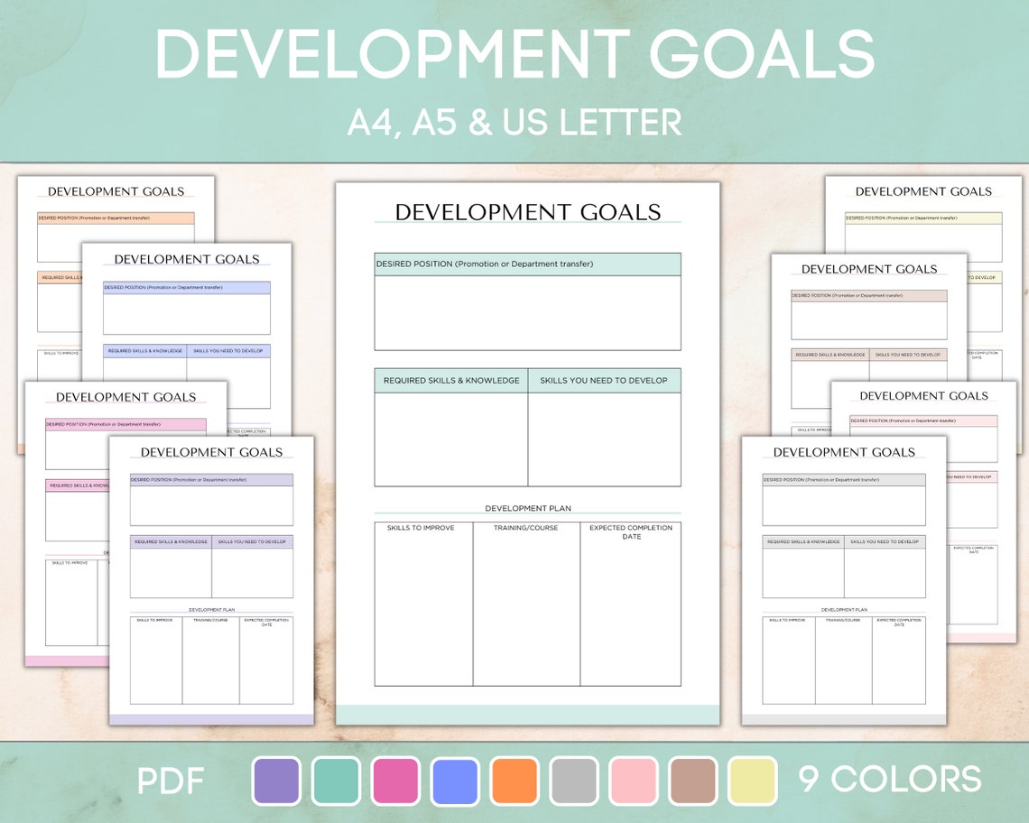 Development Goals Template, Printable, Editable Career Growth Sheet ...