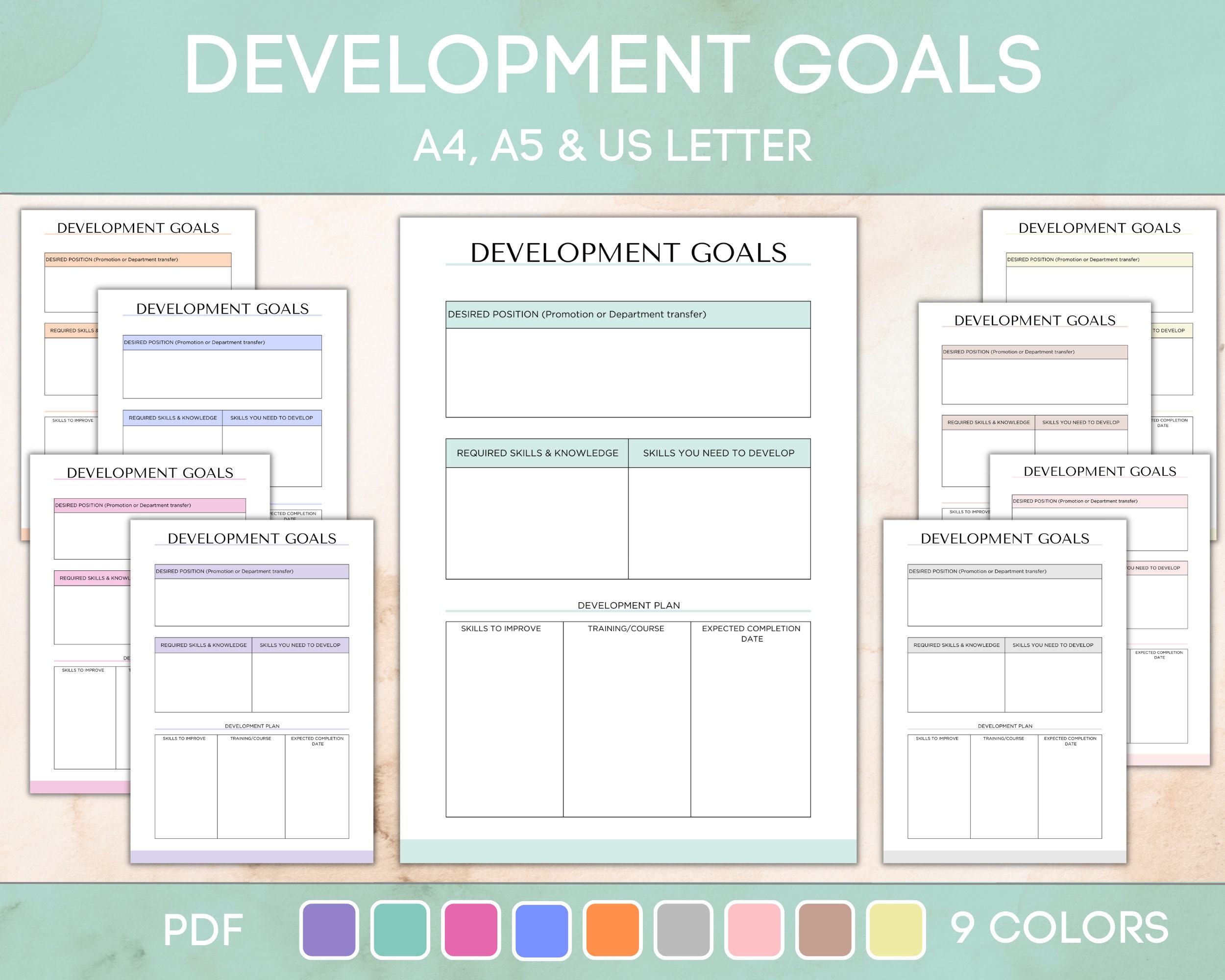 Development Goals Template, Printable, Editable Career Growth Sheet ...