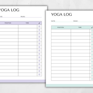 Printable Yoga Log, Editable Yoga Journal, Fitness Planner, Yoga ...