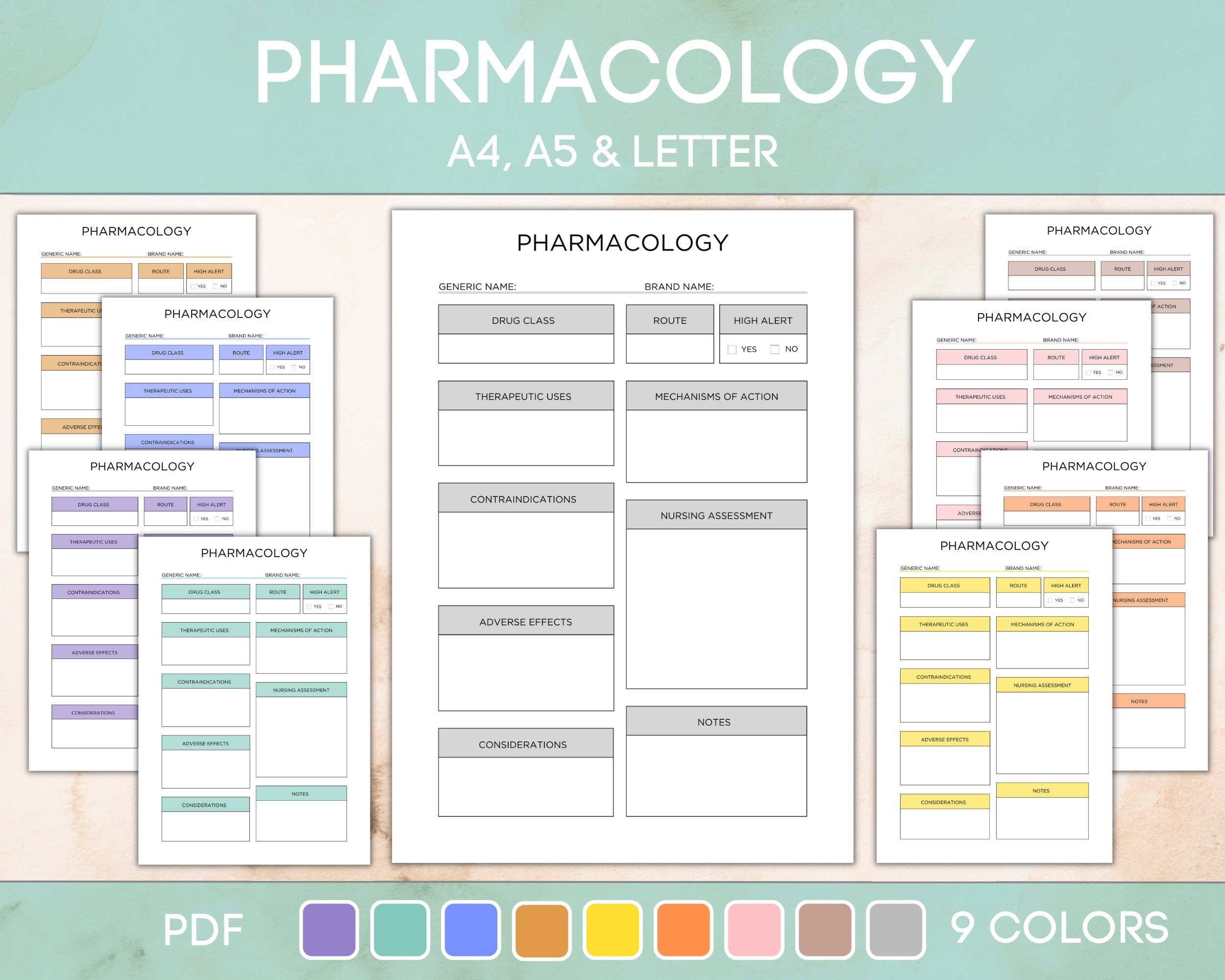 Pharmacology Template Printable and Editable, Drug Log, Student Nurse ...