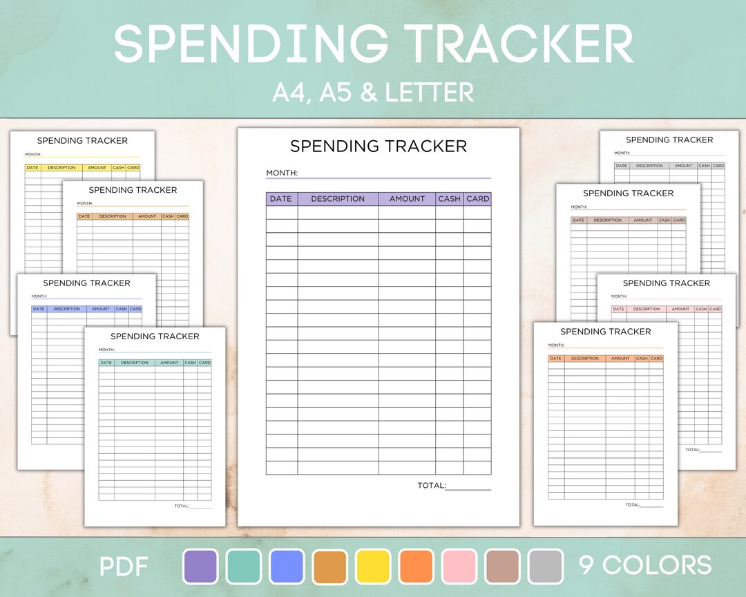 Spending Tracker Printable and Editable Canva Template Finance Planner ...