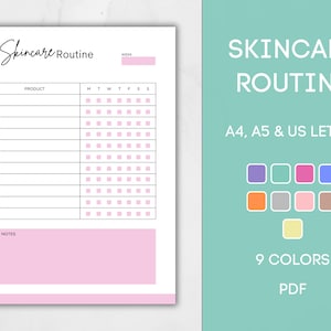 Printable Skincare Routine Template, Editable Self Care Tracker, Beauty ...